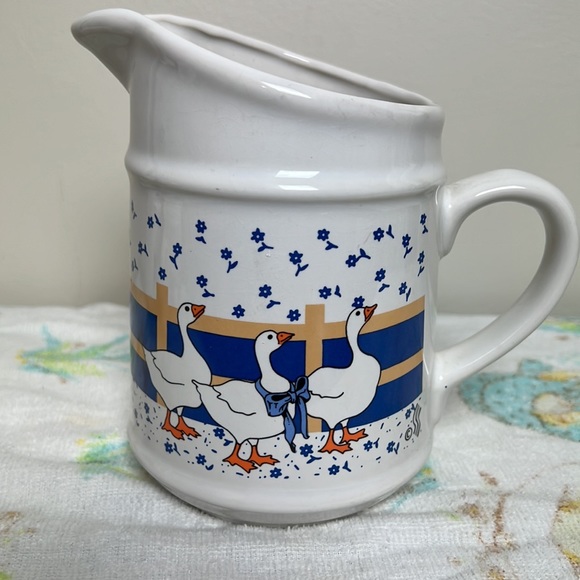 Source Unknown | Kitchen | Vintage Duck Goose Kitchen Decor Blue Bow ...